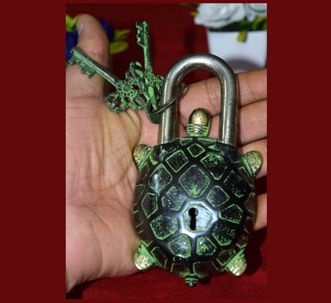 Tortoise Padlock | Brass Home Security Locks | Turtle Shape Lock With 2 ...