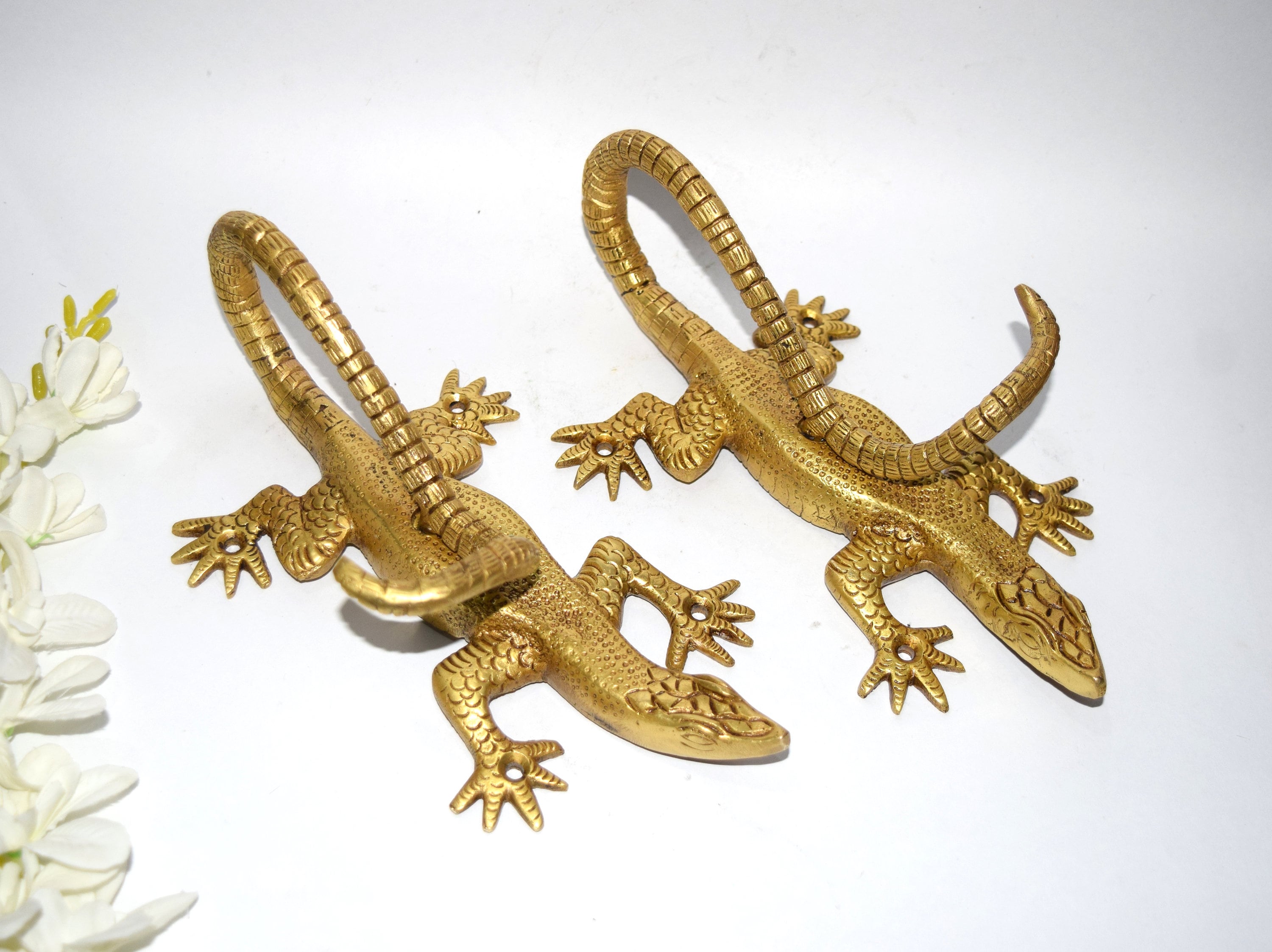 9 Lizard Door Handle Pair Brass Cambodian Dragon Door - Etsy
