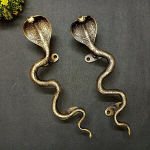 Cobra Snake Design Door Pull Set | Lacquered Brass Viper Serpent Shape ...