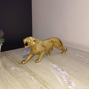 Bengal Tiger Statue | Brass Malayan Tiger Figurine Statue | Corner ...