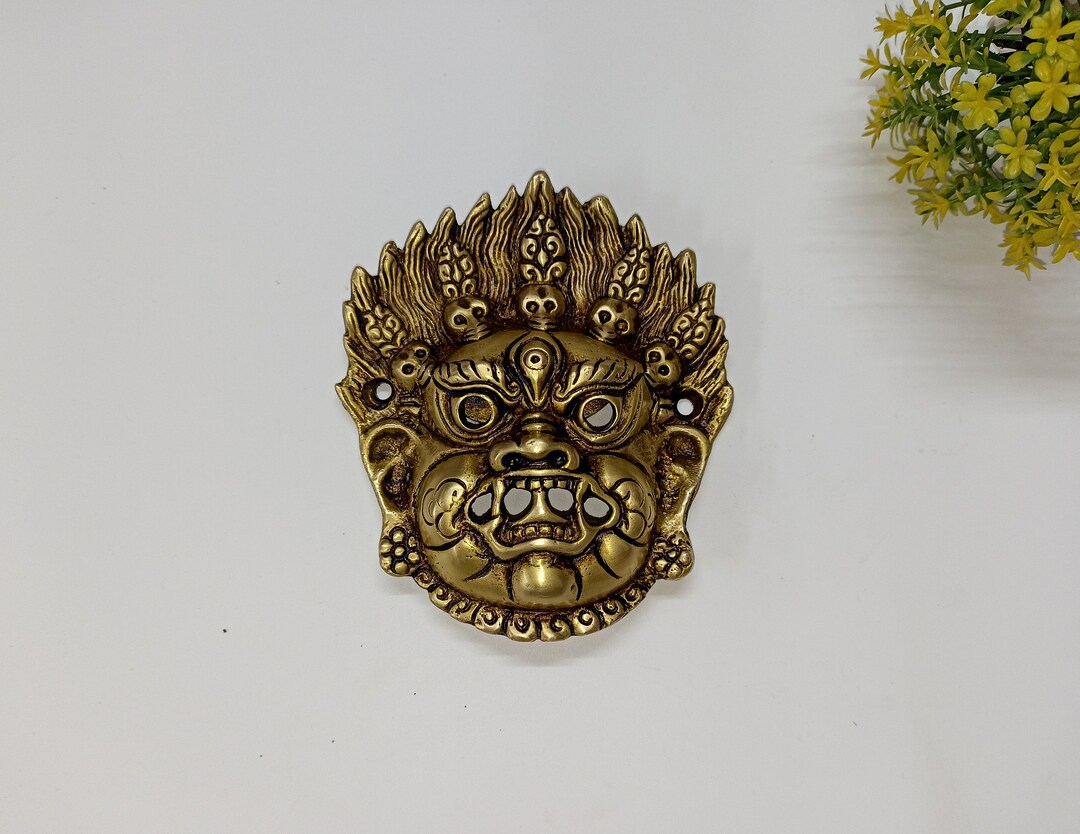Brass Devil Face Wall Mounted Decor | Nazar Battu Entryway Wall Hanging ...