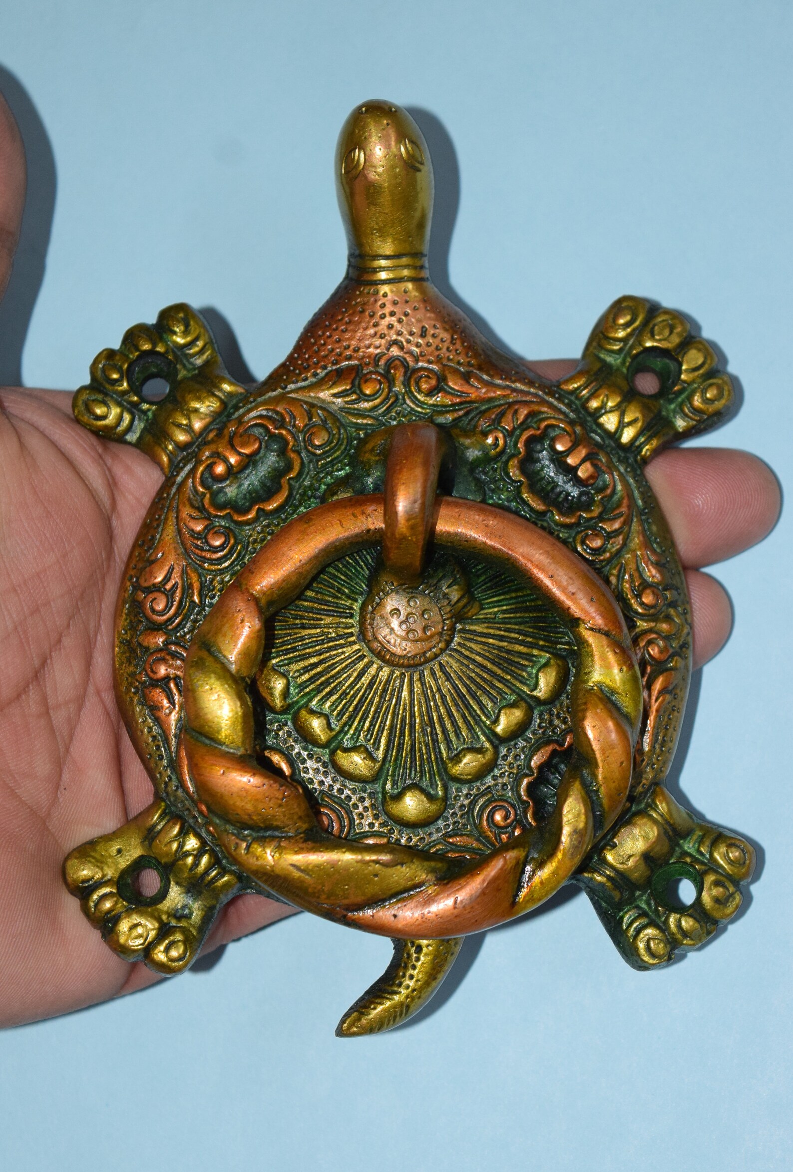 Handmade Ocean Turtle Door Knocker | Brass Terrapin Almirah Doorbell ...