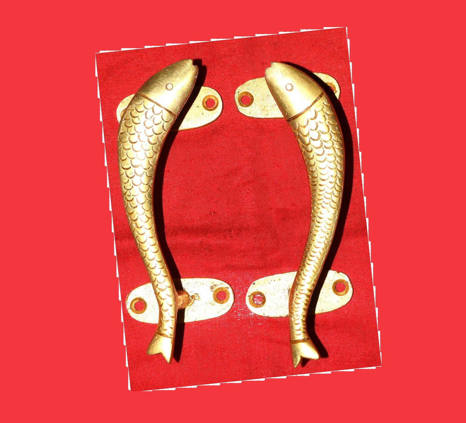 Fish Handle Pair in Golden Color Cabinet Pull Handle | Etsy