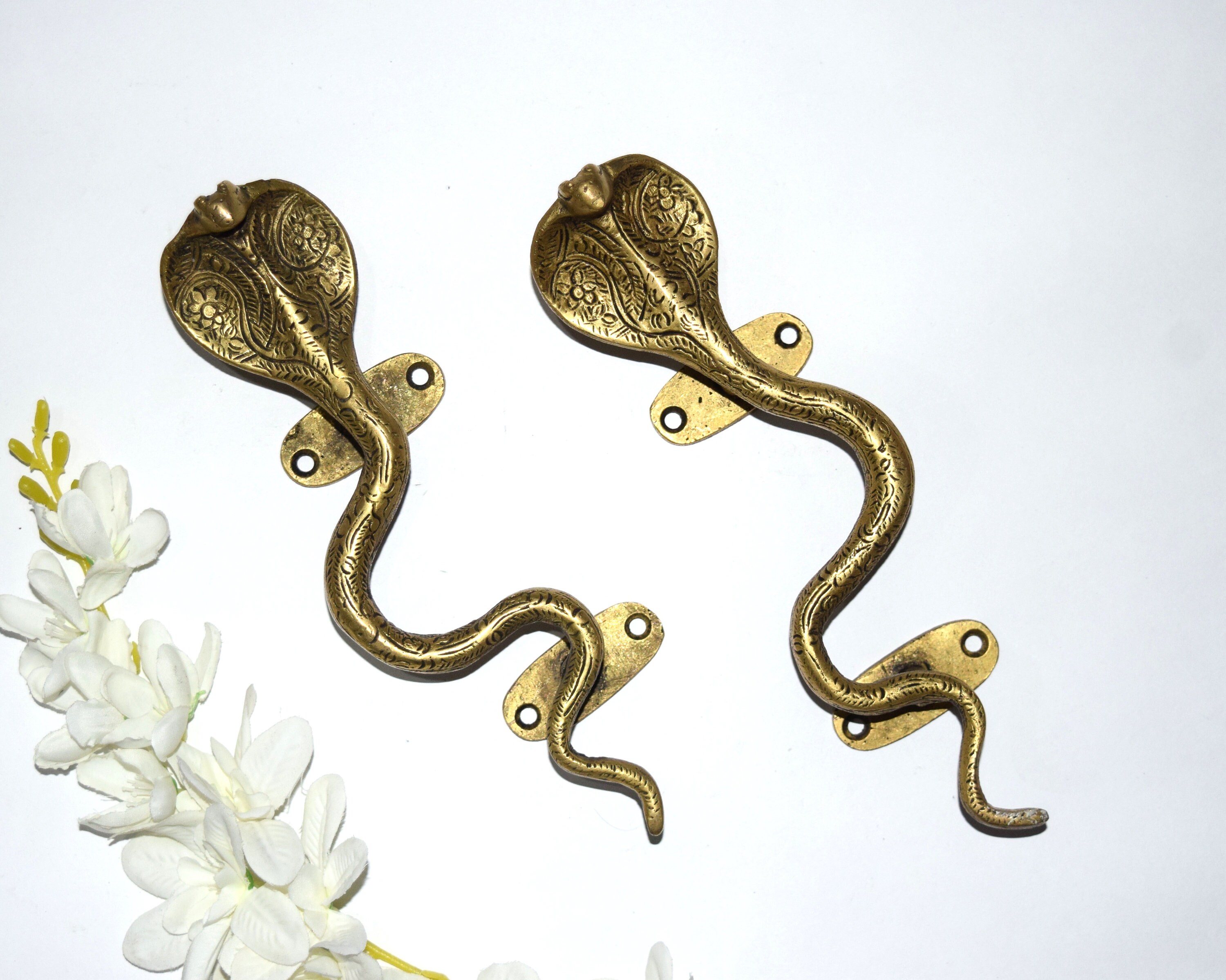8.5 Inches Beautiful Snake Door Handle Pair Brass - Etsy