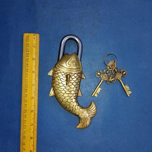 Brass Fish Lock Puzzle Lock Safety Security Tricky With Hidden Key Hole ...