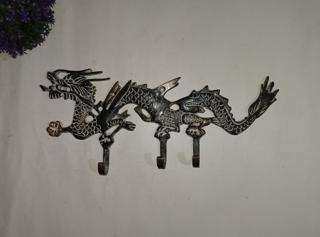 Handmade Sun Long Dragon Wall Hook | Antique Style Chinese Folk Brass ...