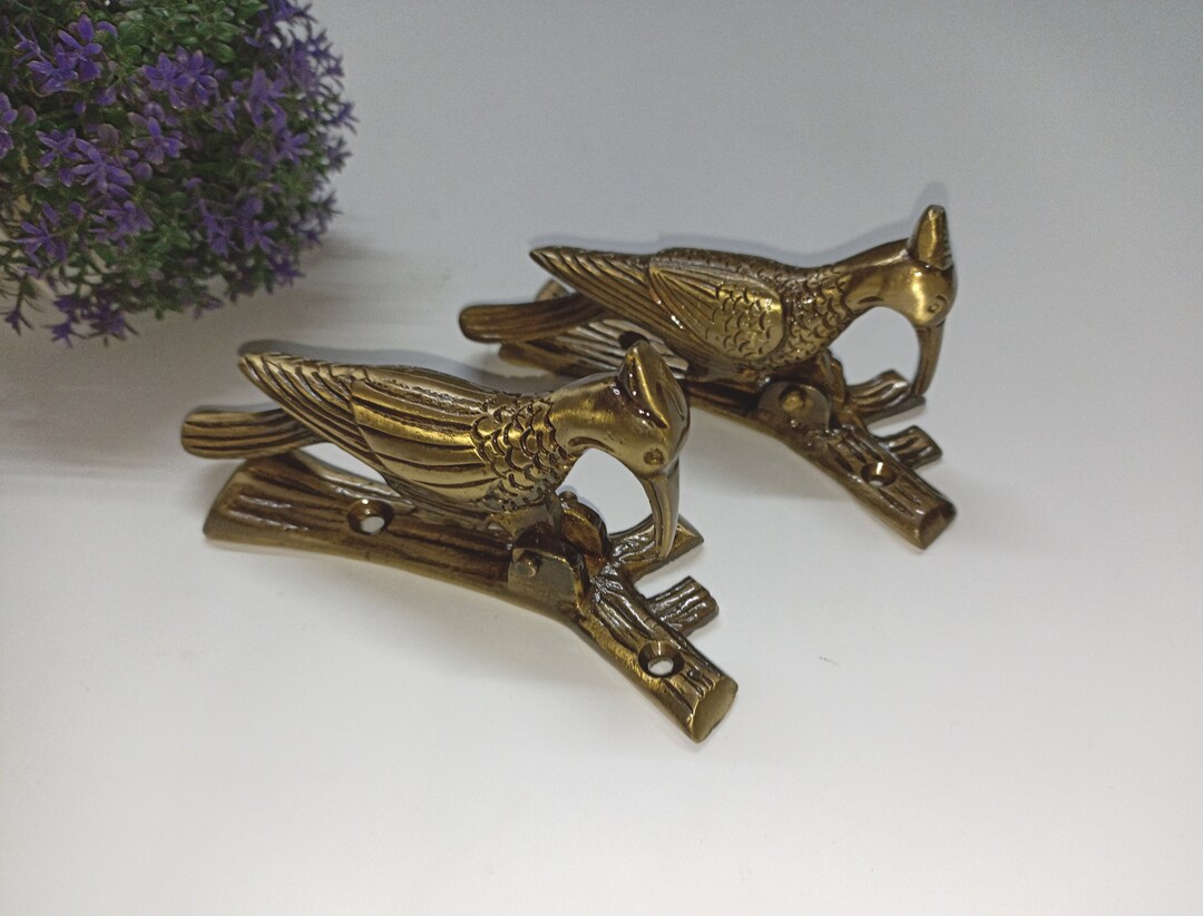 Bird on Tree Design Door Bell | Lacquered Brass Woodpecker Theme Door ...