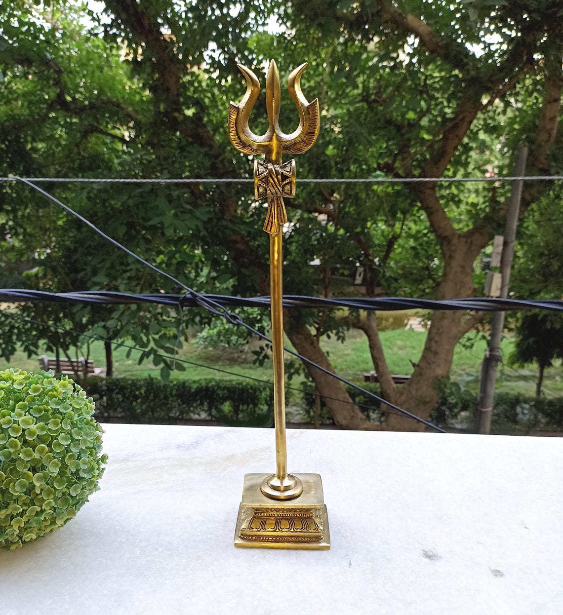 14.5" Inches Trident Table Decor | Brass Shiva's Trishul Temple Table ...