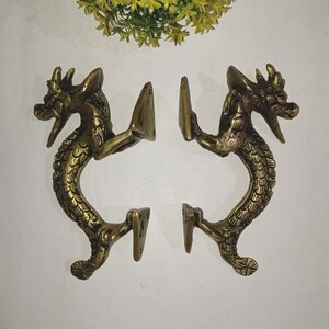 Samurai Dragon Shape Door Pull | Brass Fire Feng Shui Dragon Door ...