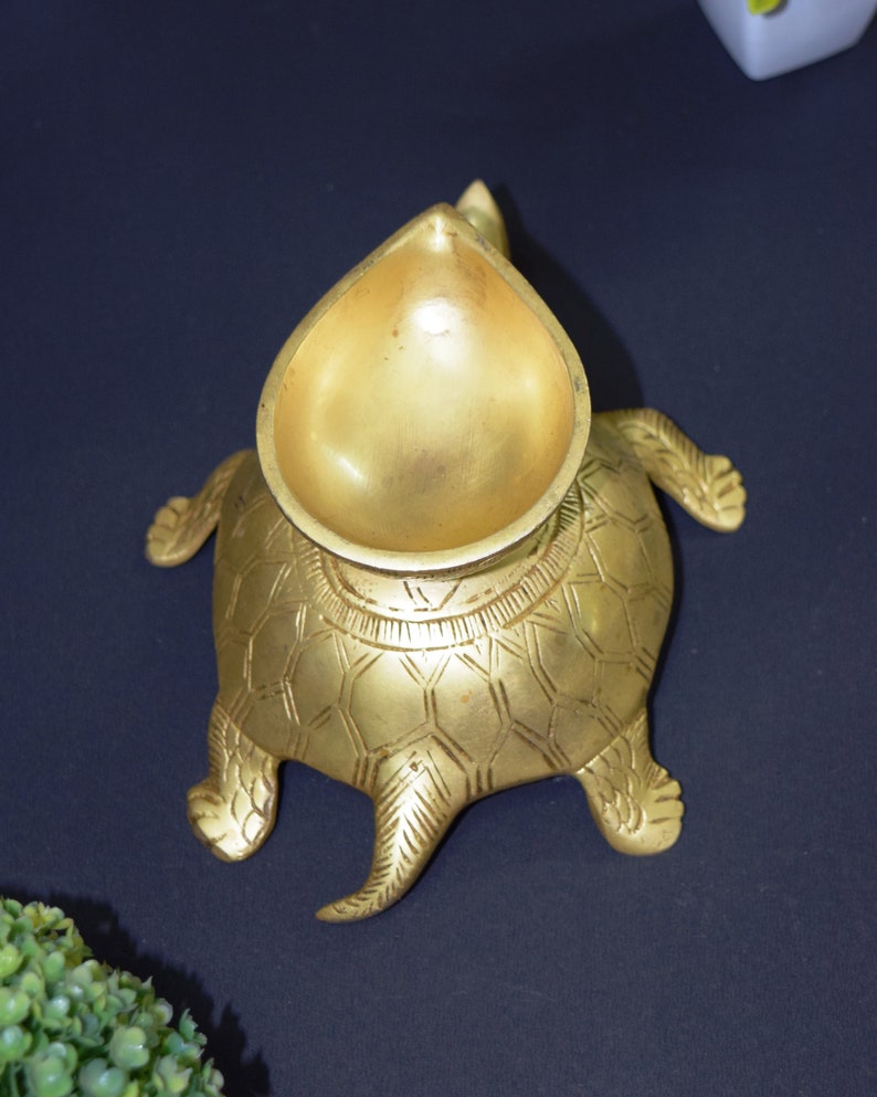 Heavy Turtle Oil Lamp Golden Color Brass Tortoise Statue - Etsy