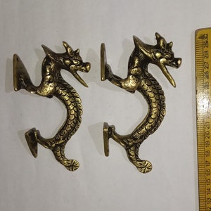 Samurai Dragon Shape Door Pull | Brass Fire Feng Shui Dragon Door ...