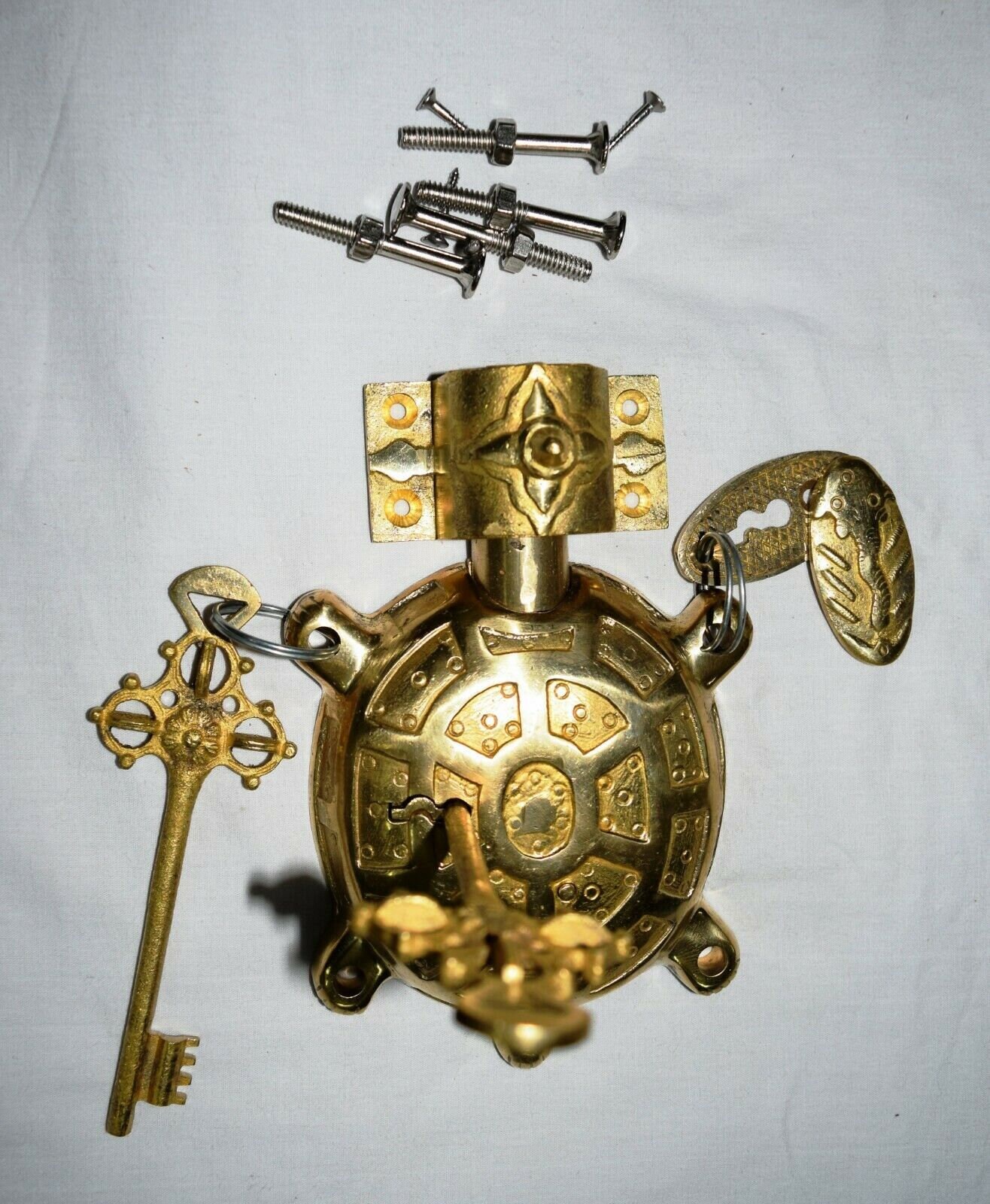 Turtle Figurine Tricky Lock | Brass Key Padlock With Screw - Etsy