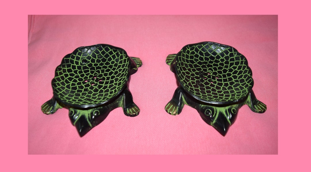 Tortoise Ashtray Set of 2 Pieces Brass Statue Table - Etsy