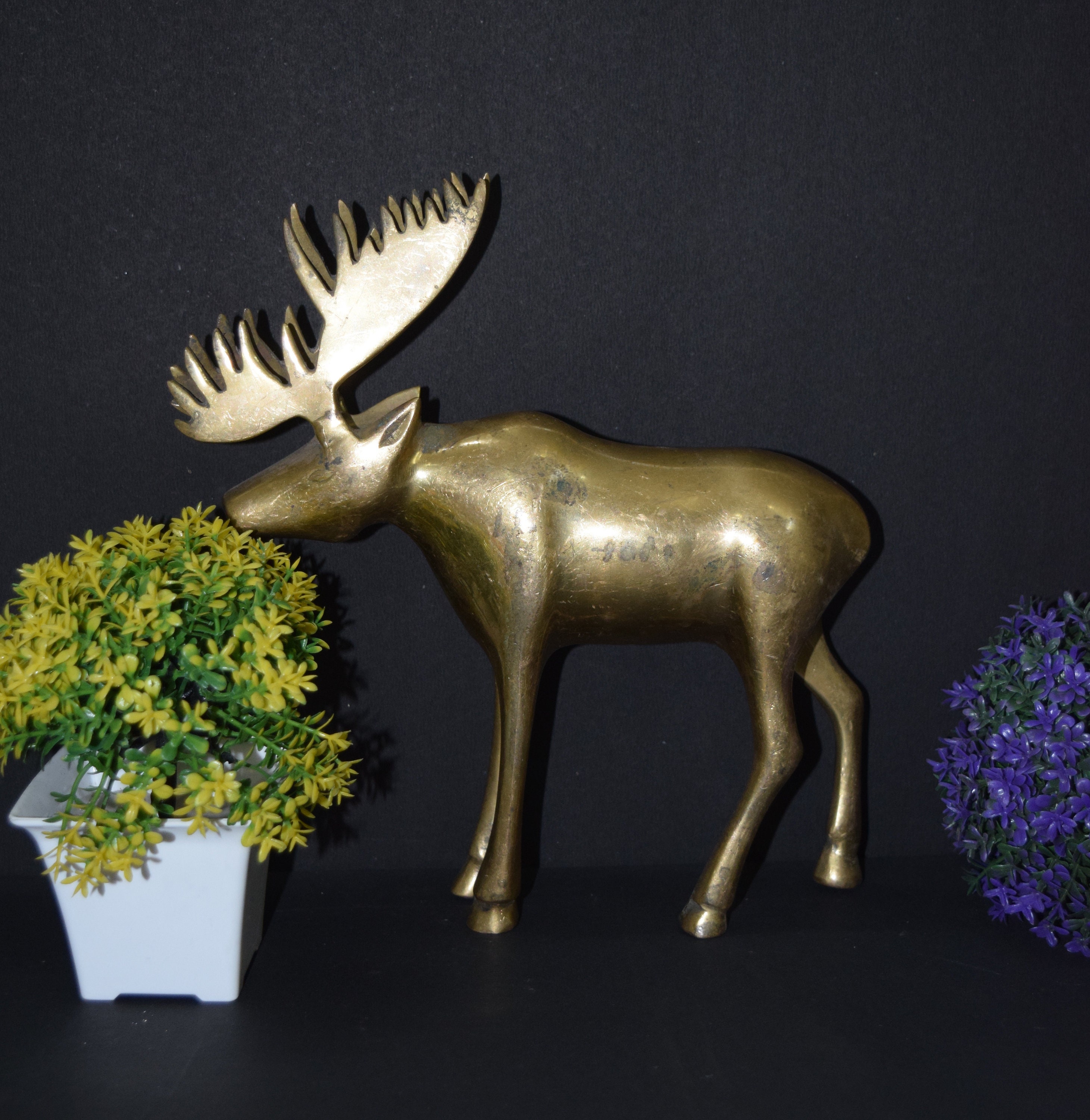 Brass Reindeer Statue Brass Animal Theme Showpiece | Etsy