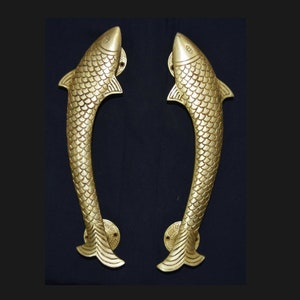 Rainbow Trout Fish Door Handle Pair in Multi Color Handmade Brass ...