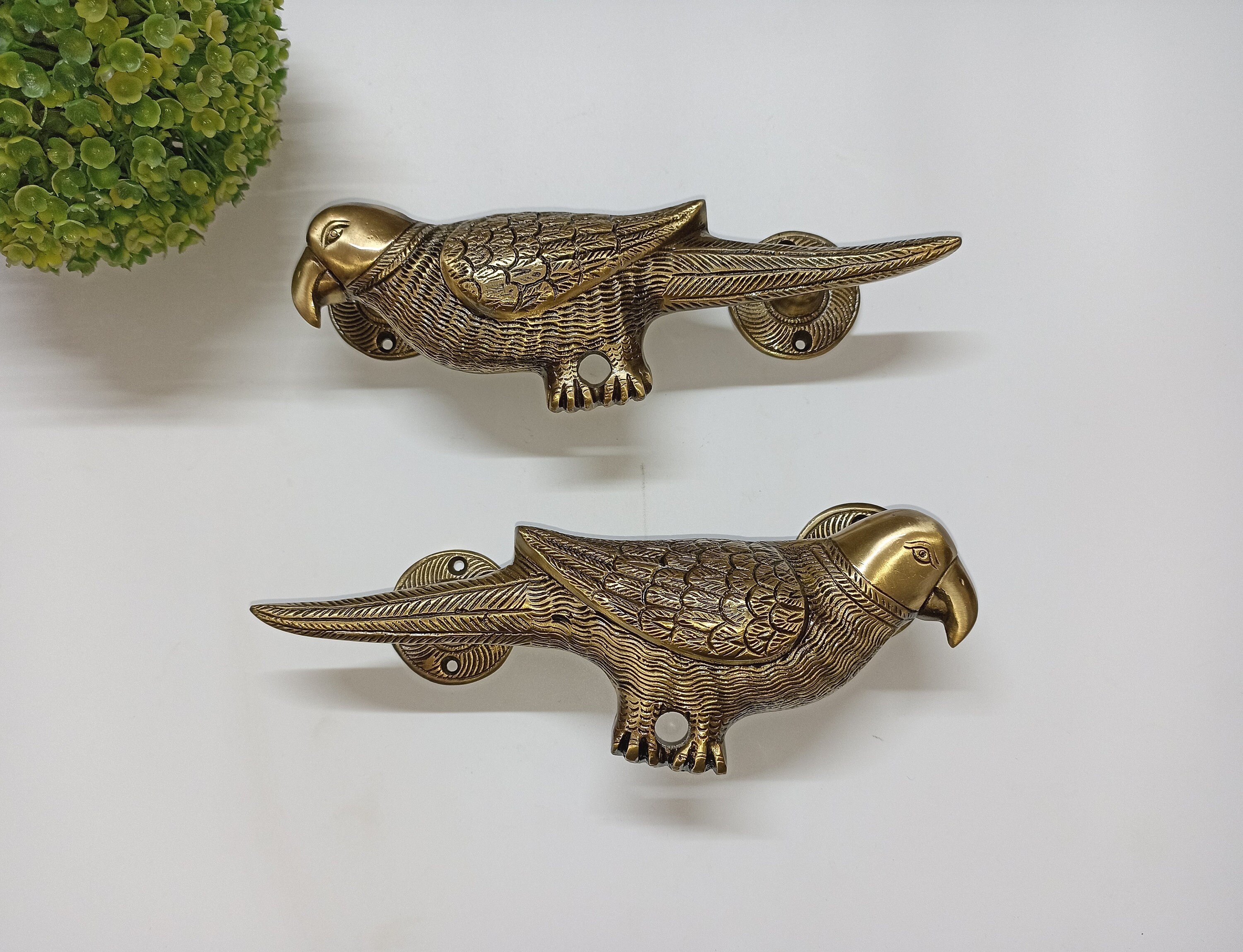 Macaw Bird Design Door Handle | Lacquered Brass Parrot Bedroom Door ...