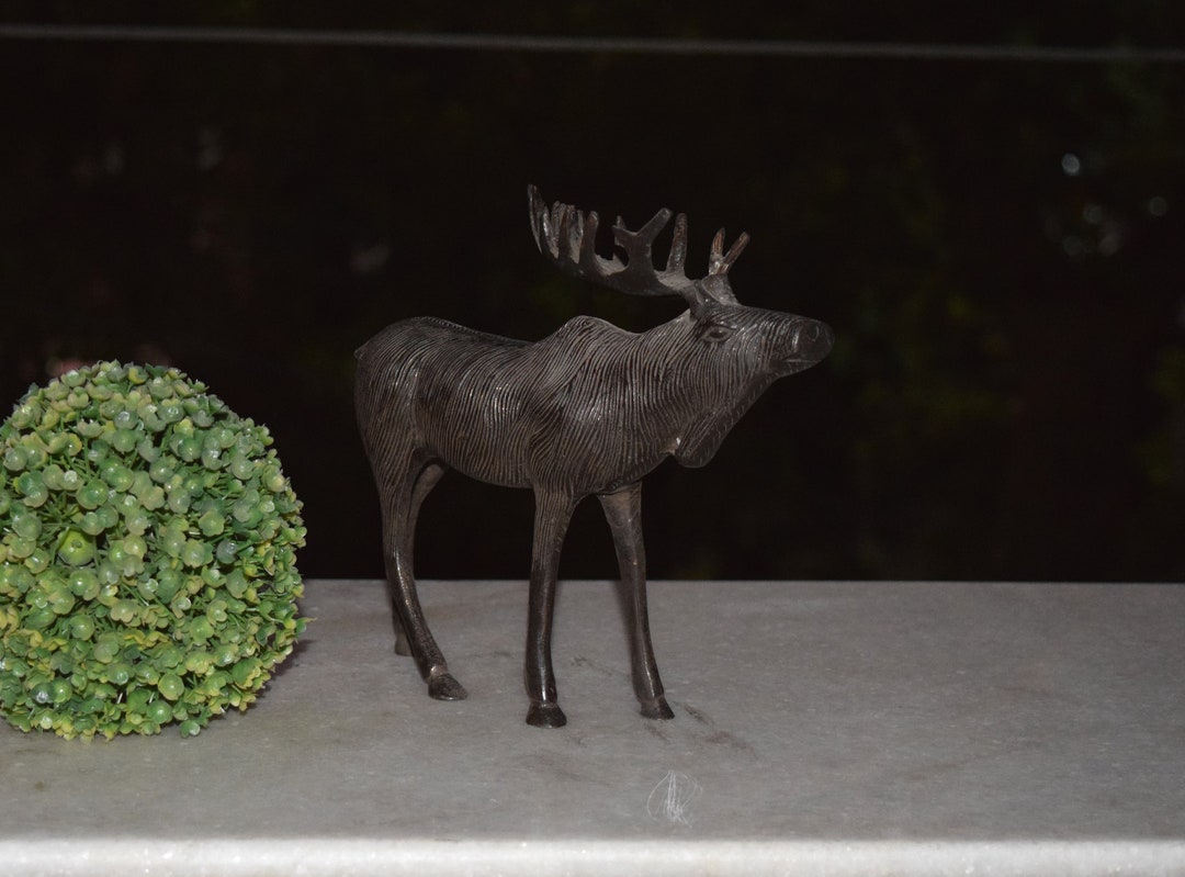 Brass Antique Reindeer Sculpture 7.5'' Inches Height | Animal Statue ...