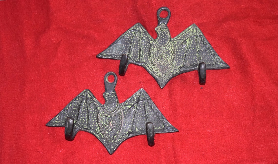 Bat Shaped Hook Set of 2 Pieces Brass Wall Hanger - Etsy