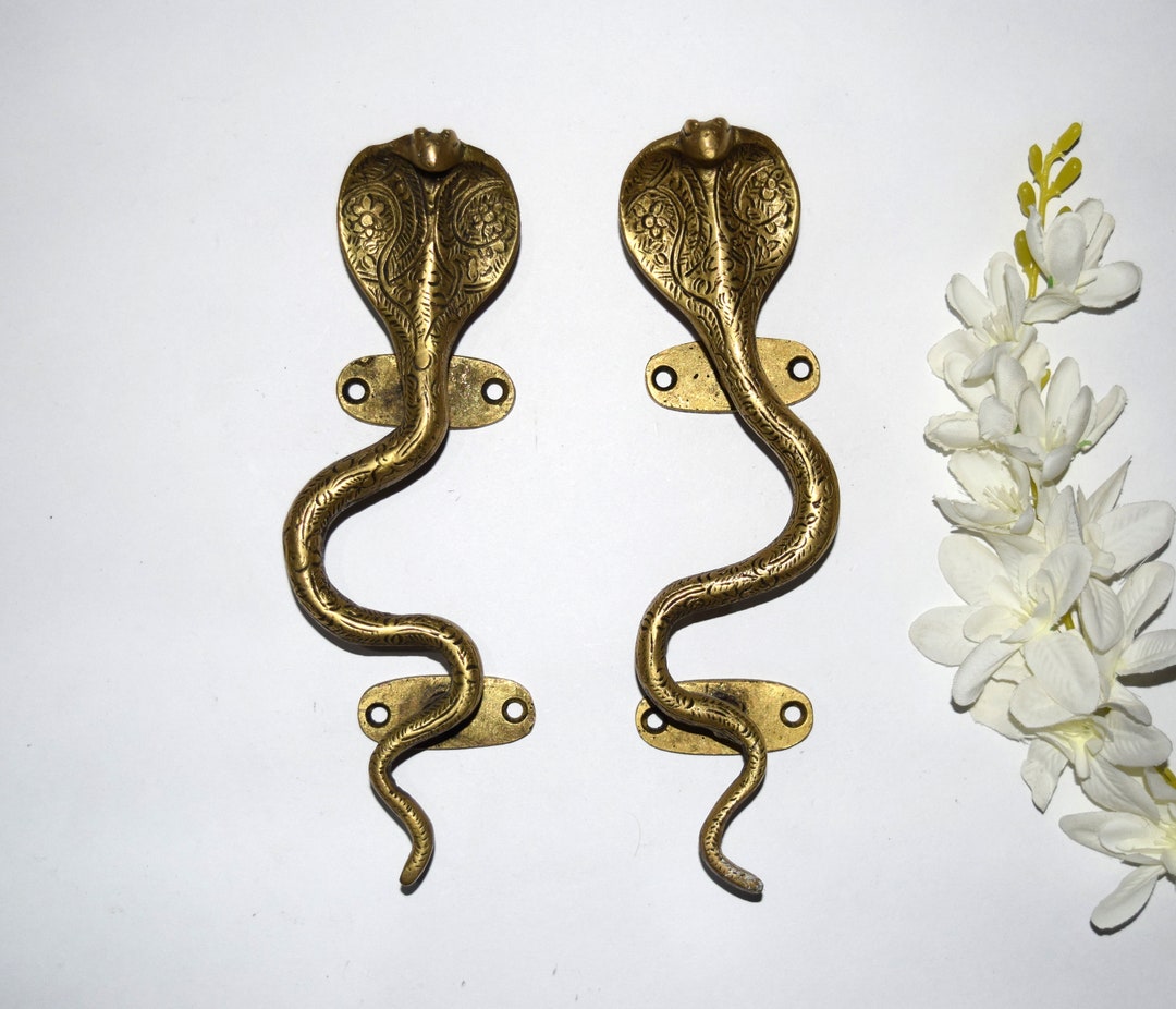 8.5" Inches Beautiful Snake Door Handle Pair | Brass Handicraft ...