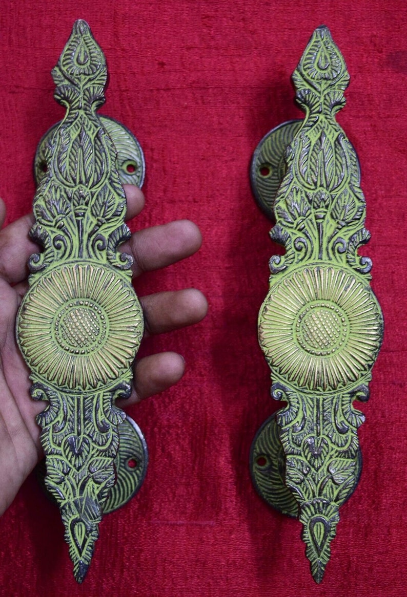 Coneflower Design Door Handle Brass Nature Theme Door - Etsy