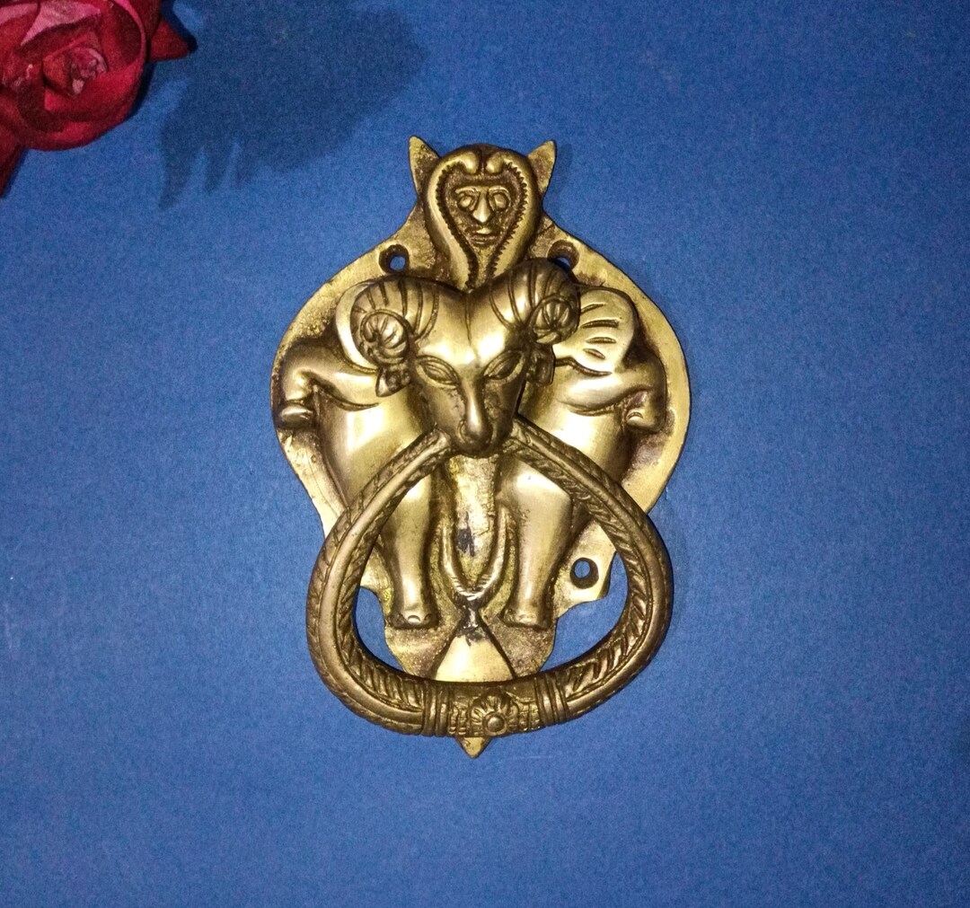 Sheep Face Yali Knocker | Brass Goat Head Design Door Bell ...