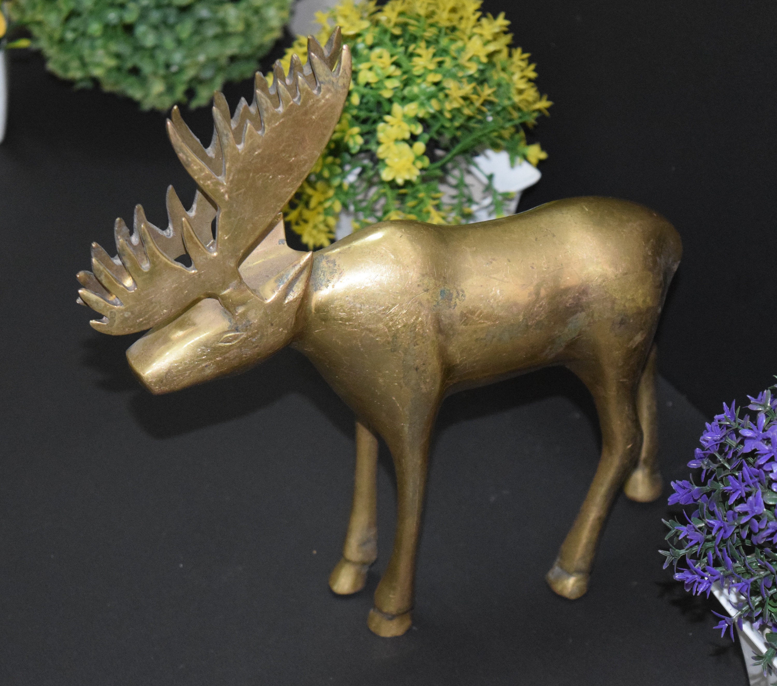 Brass Reindeer Statue Brass Animal Theme Showpiece | Etsy