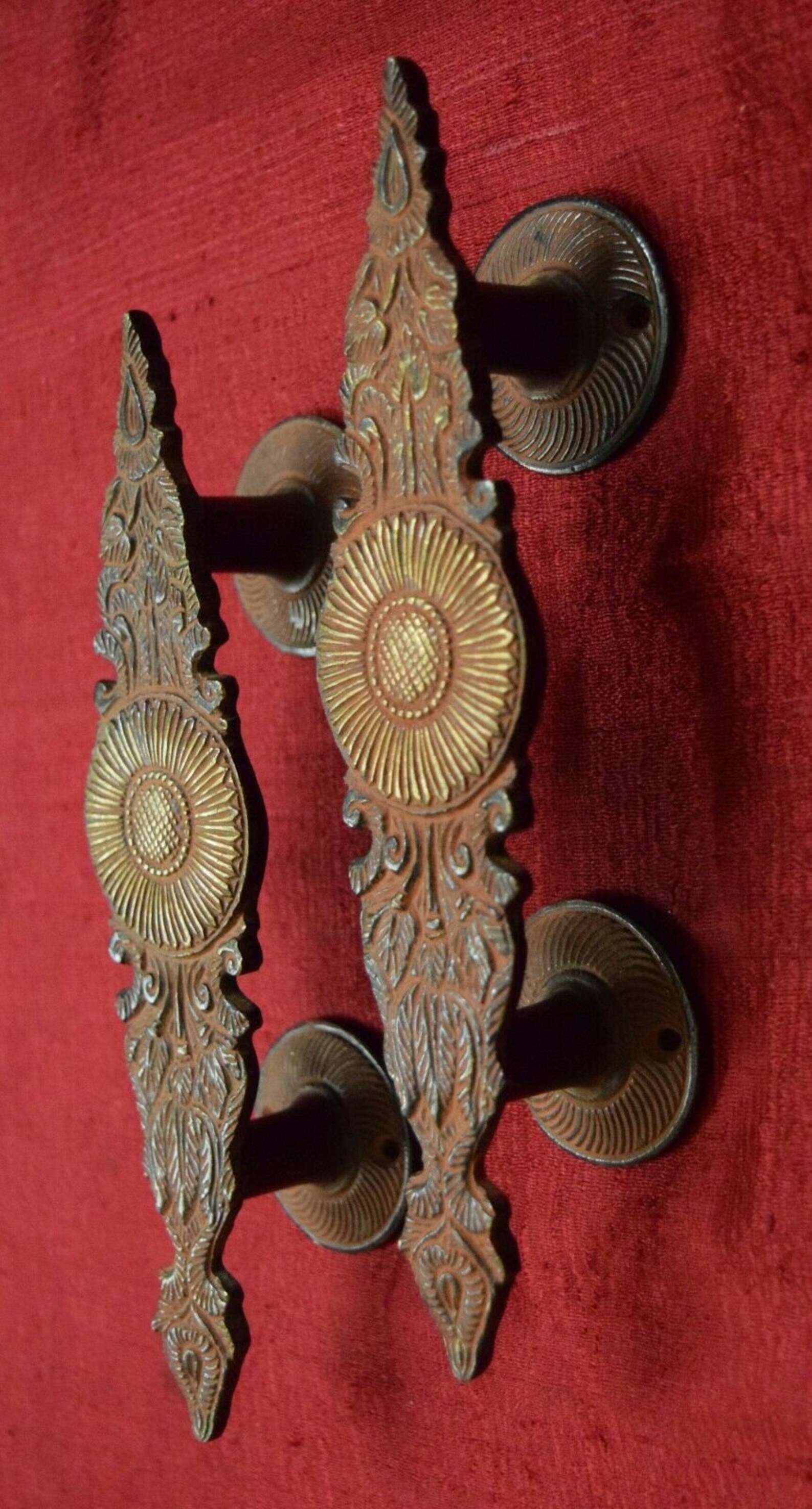 Coneflower Design Door Handle Brass Nature Theme Door | Etsy