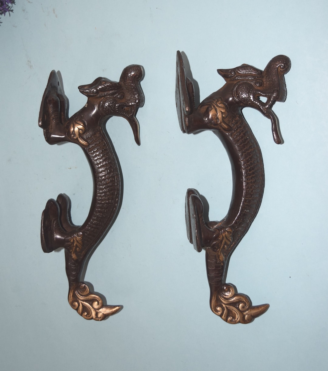 Brass Dragon Door Handles 10'' Inches Door Pull | Ethnic Art Creature ...