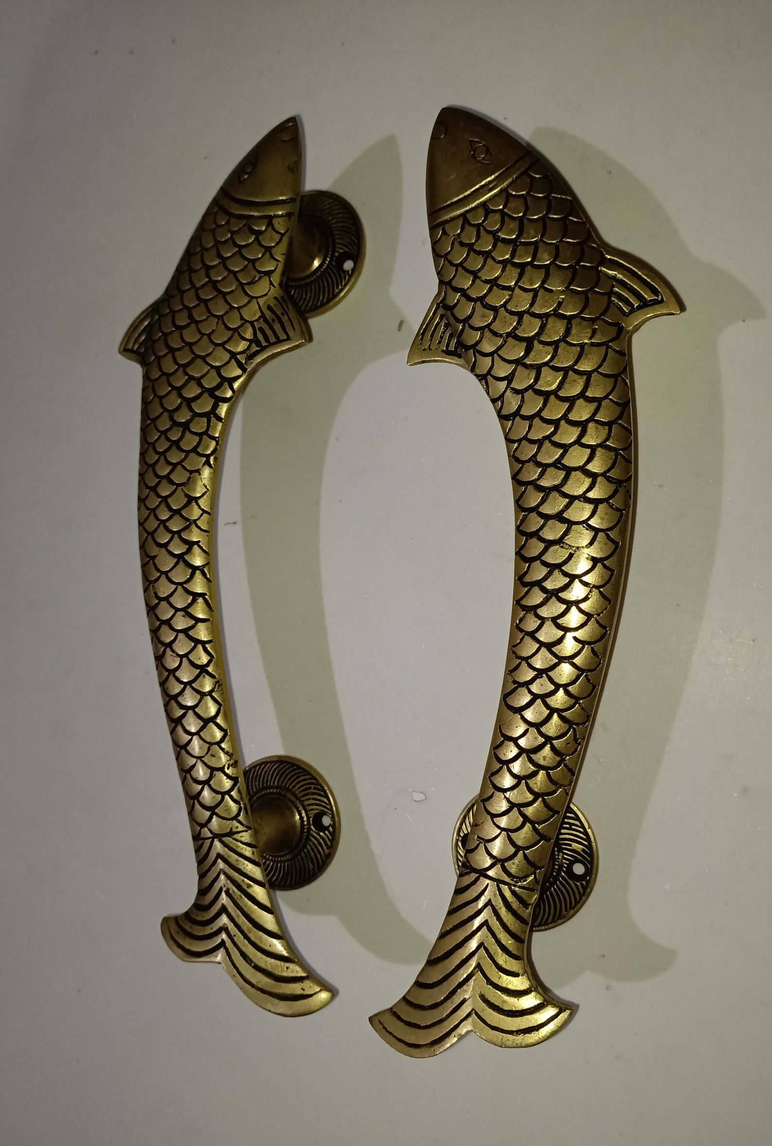 Brass Tuna Fish Long Door Pull Pair | Brass Golden Fish Door Handle ...