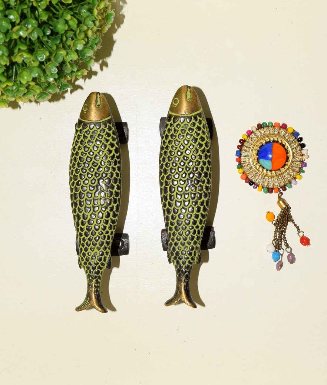 Fish Door Handle Pair | Brass Gateway Door Hardware - Etsy