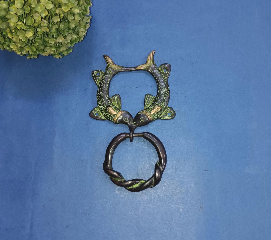 Dual Fish Design Door Bell Decor | Brass Tuna Fish Shape Door Knocker ...