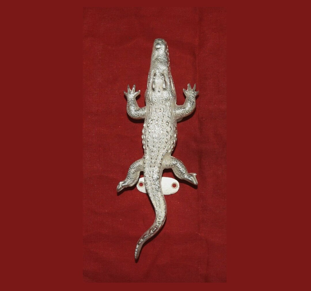 Crocodile Door Handle | Alligator Figurine Door Pull in Silver Color ...