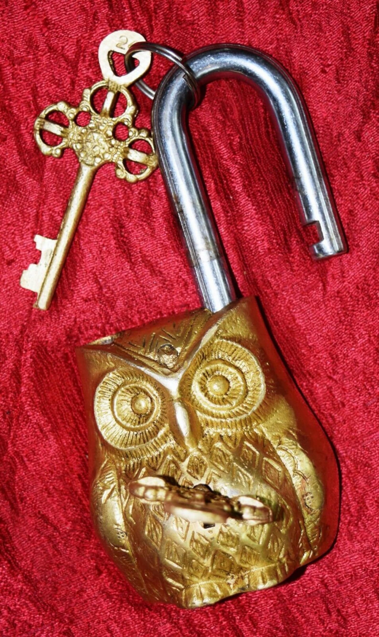 Set of 02 Pieces Brass Owl Lock With 02 Keys Properly - Etsy