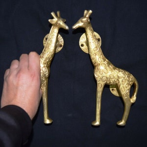 Reticulated Giraffe Door Handle | Made of Brass Animal Door Pull ...