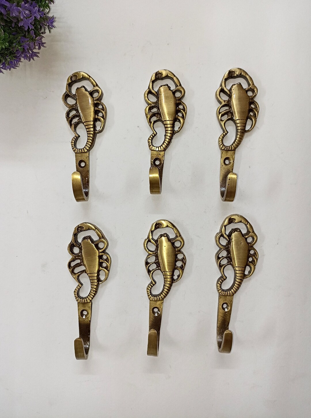 Venomous Scorpion Design Wall Hooks Set of 06 Pieces Lacquered Brass ...
