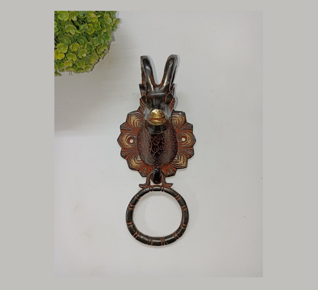 Brass Swamp Deer Door Hanging Knocker | Reindeer Head Design Outdoor ...