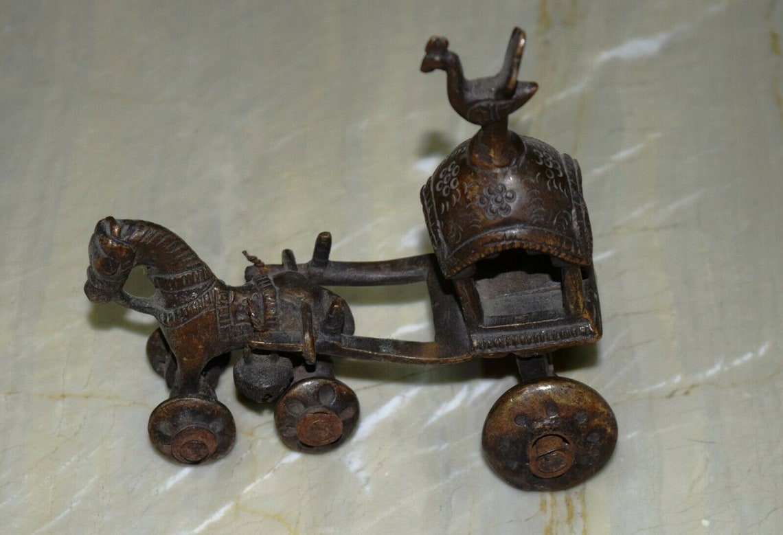 Antique Krishna Chariot Arjuna Rath With Horse and Peacock - Etsy