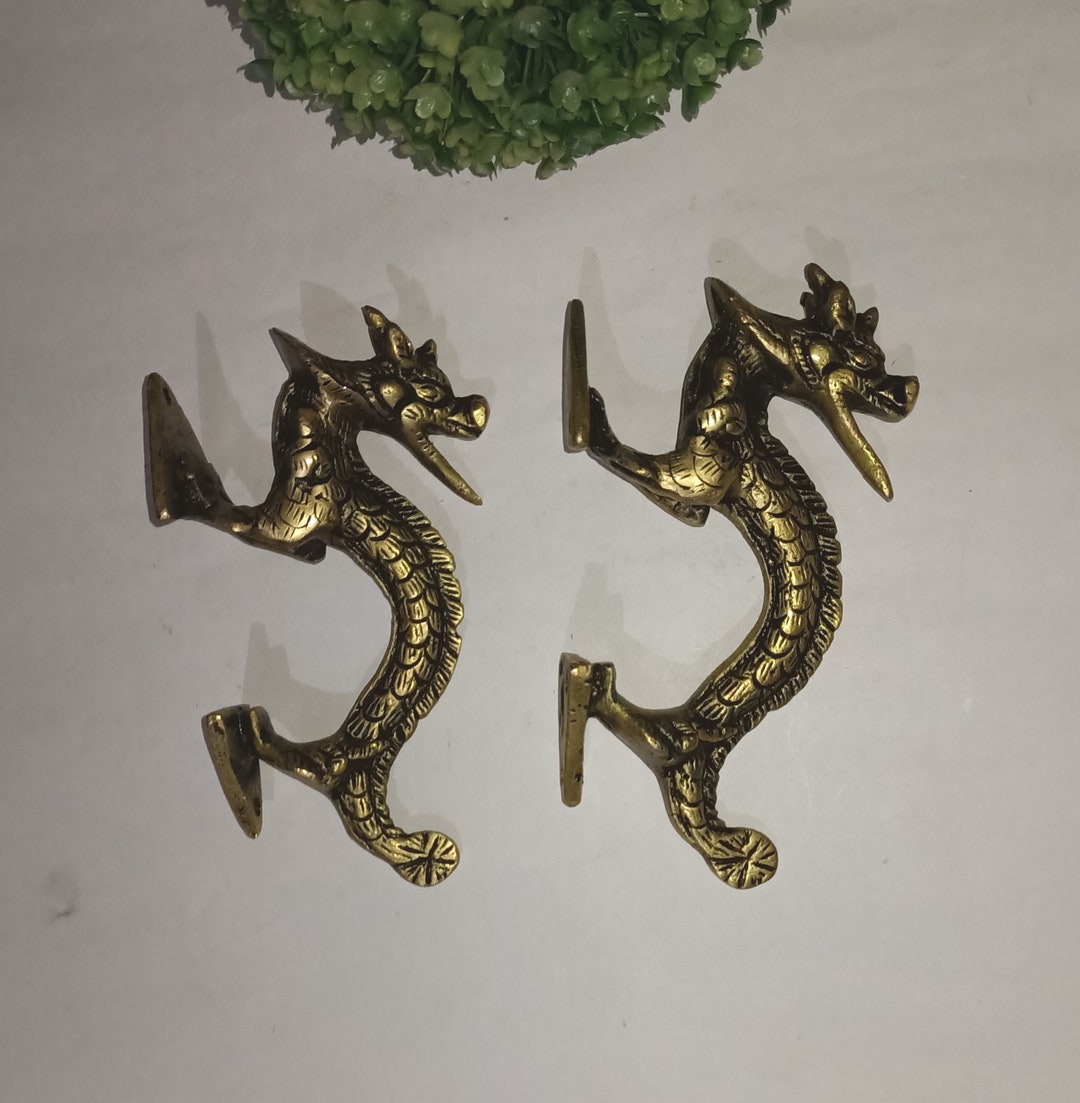Samurai Dragon Shape Door Pull | Brass Fire Feng Shui Dragon Door ...