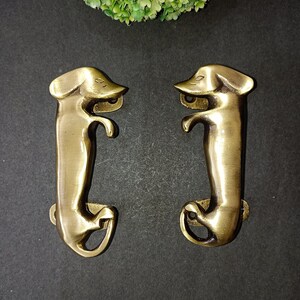 Greyhound Dog Shape Cabinet Puller Set | Lacquered Brass Husky Dog ...