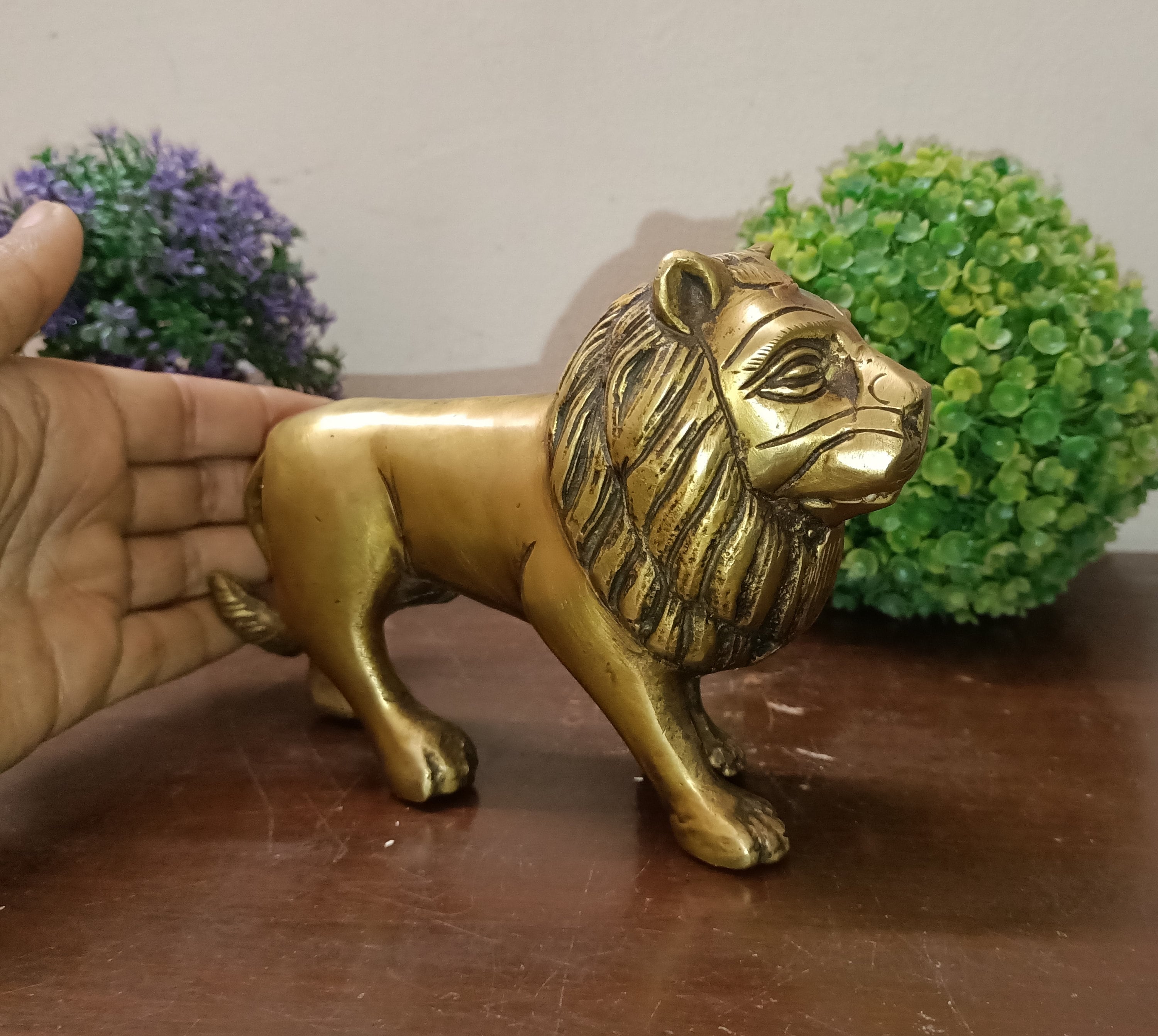 Lion King Shape Statue | Brass Jungle Beast Sculpture | Weight: 1140 ...