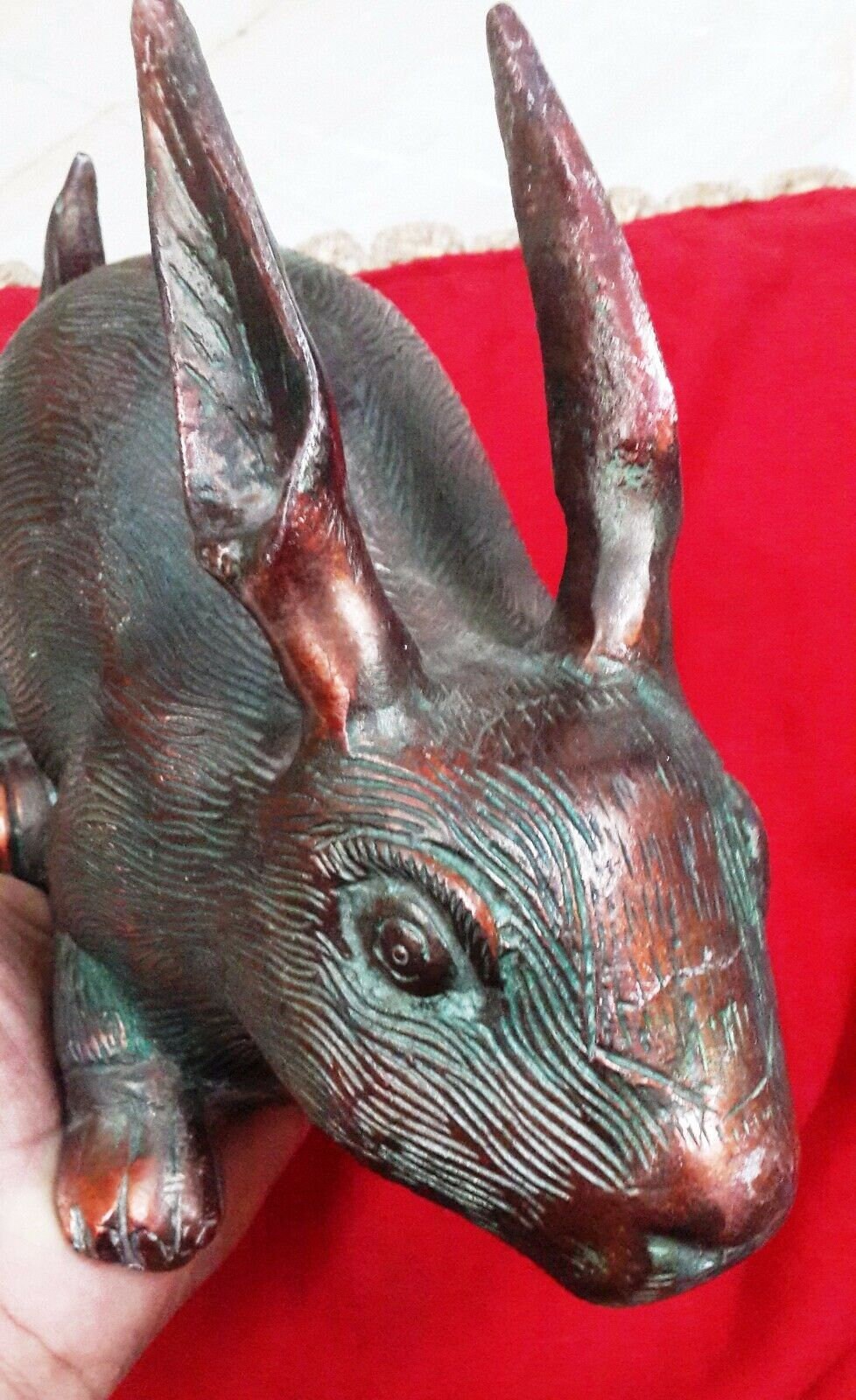 Domestic Rabbit Statue Antique Aluminum Corner Table | Etsy