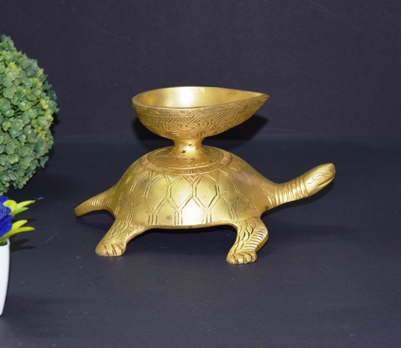 Heavy Turtle Oil Lamp Golden Color Brass Tortoise Statue - Etsy