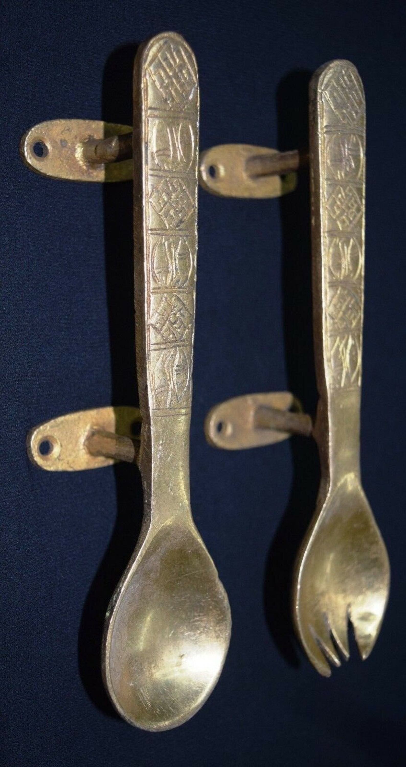 8.5 Inches Spoon and Fork Door Handle Brass Utensil Door - Etsy