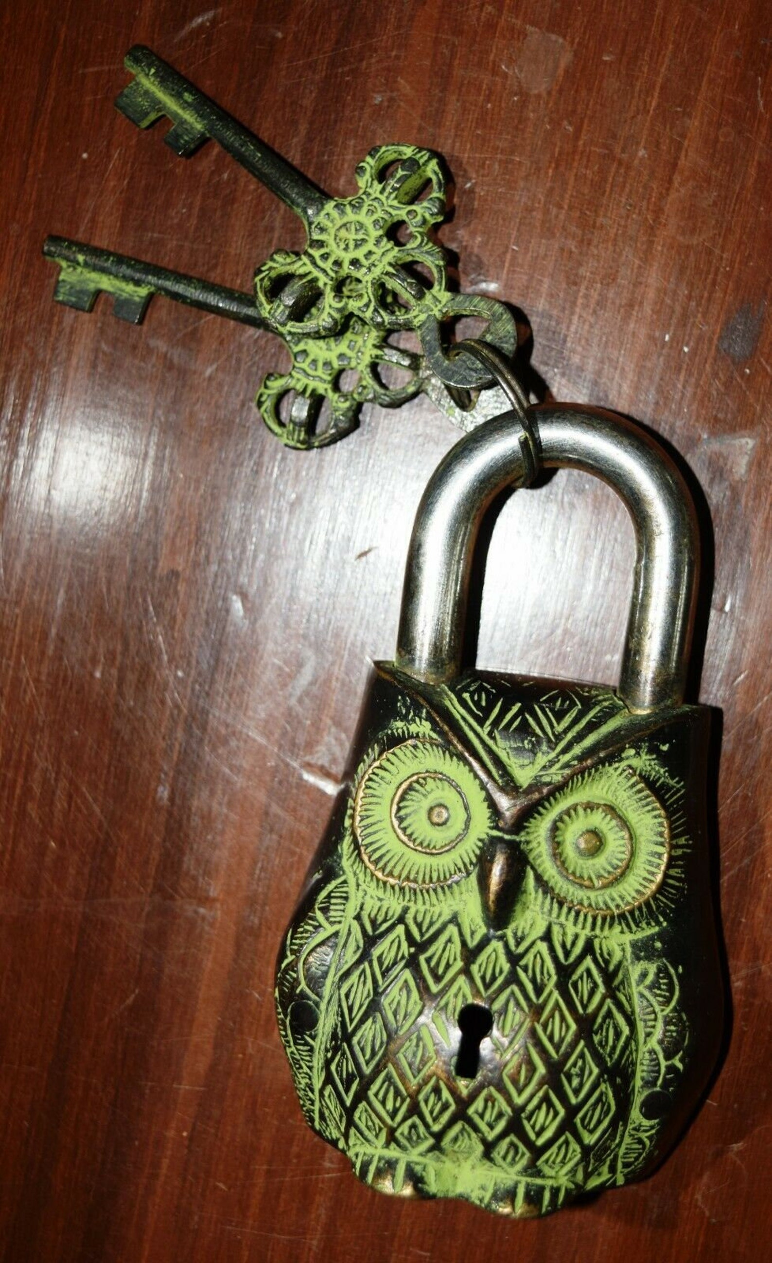 Set of 02 Pieces Brass Owl Lock With 02 Keys Properly | Etsy