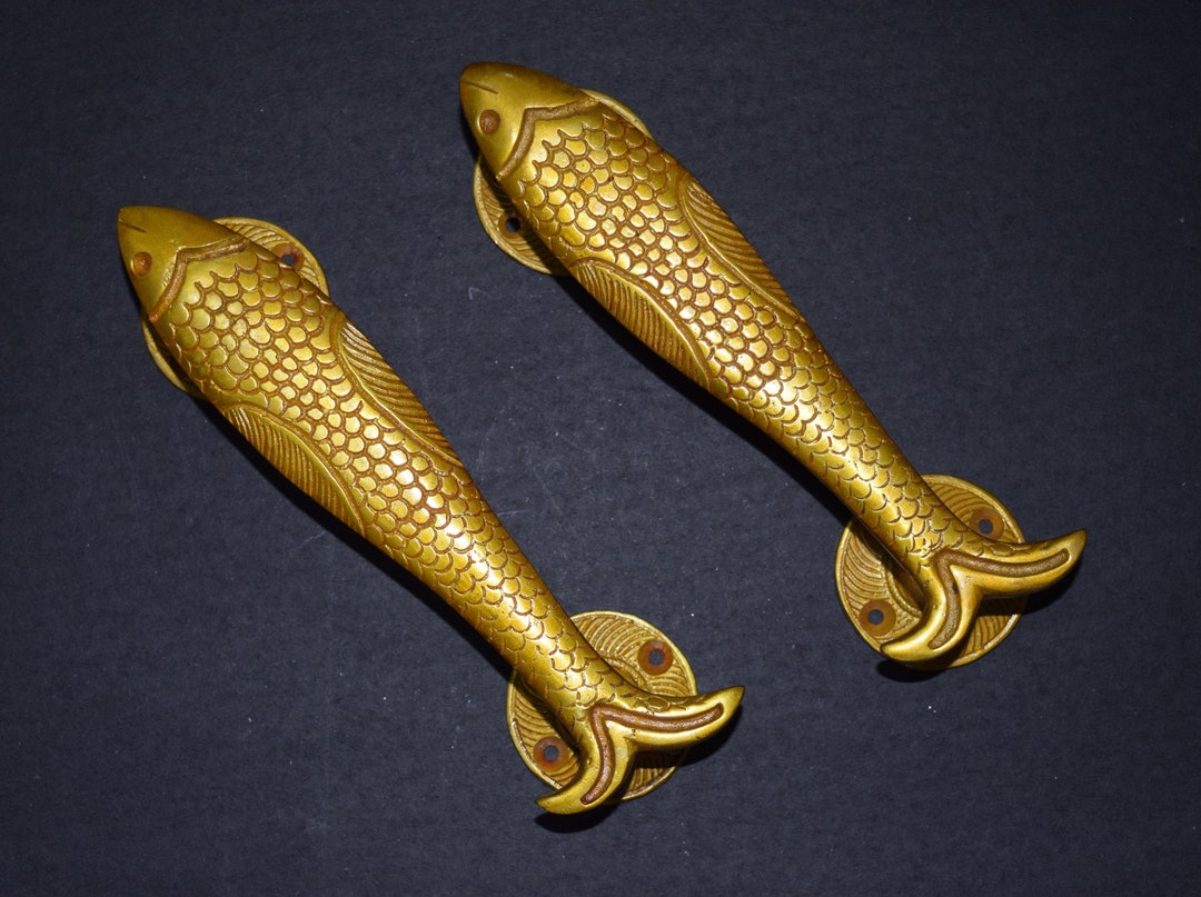 Tuna Fish Shape Door Handle | Brass Golden Fish Design Cupboard Pull ...