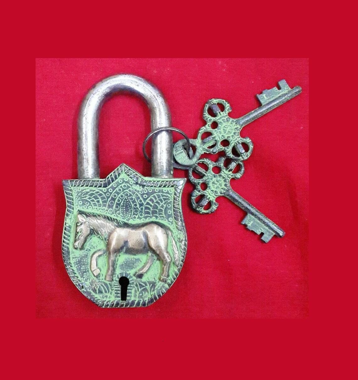 Brass Pony Shape Working Key Padlock | Raging Horse Security Door Lock ...