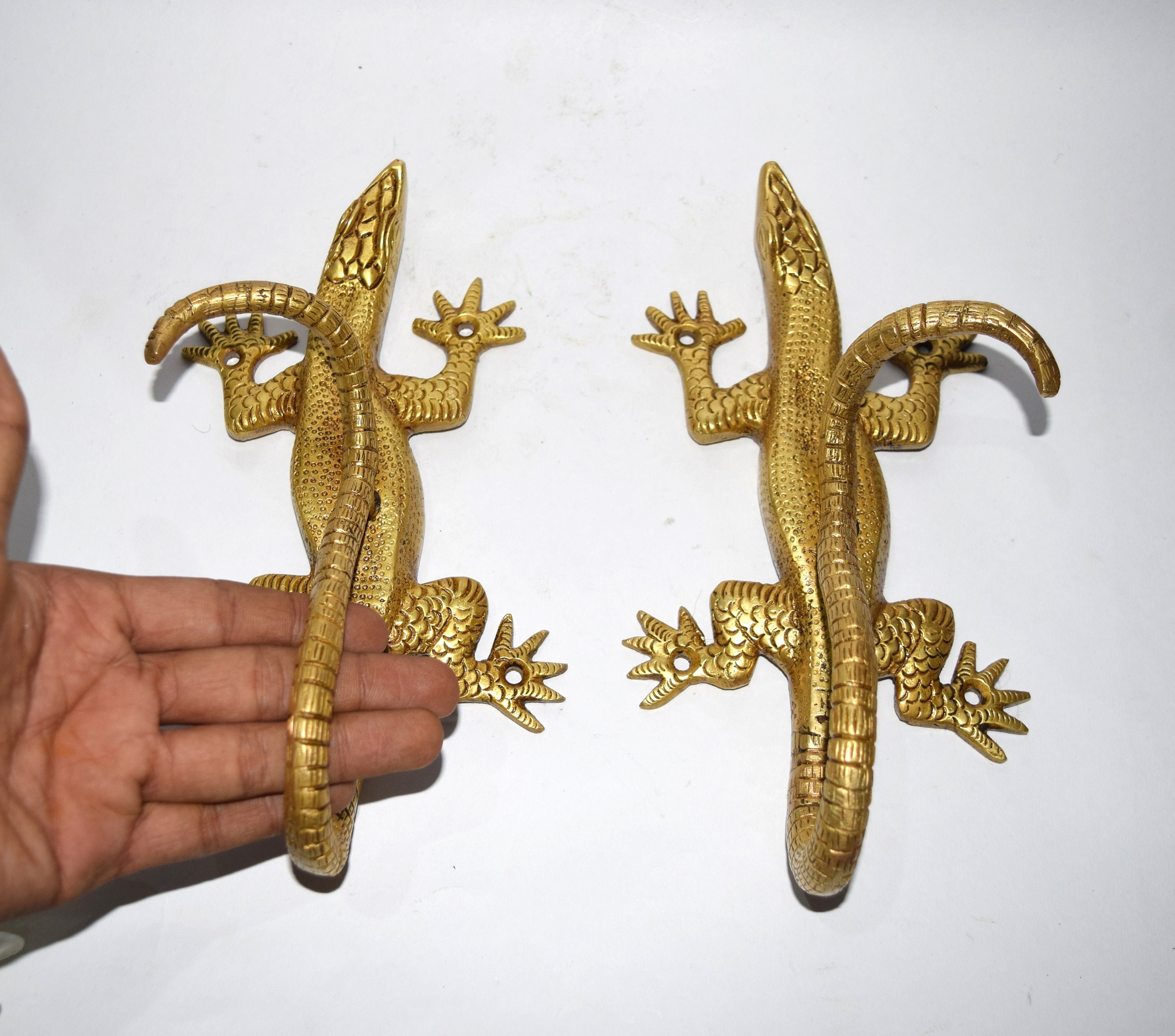 9 Lizard Door Handle Pair Brass Cambodian Dragon Door | Etsy