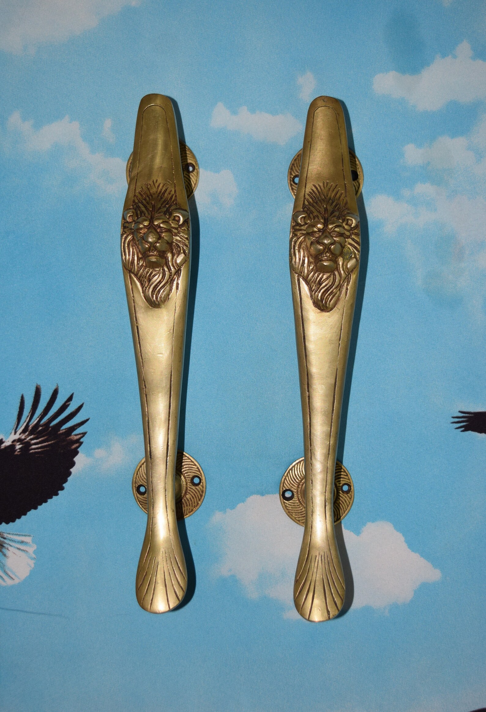 13 Inches Lion Face Door Handle Pair Brass Big Door - Etsy