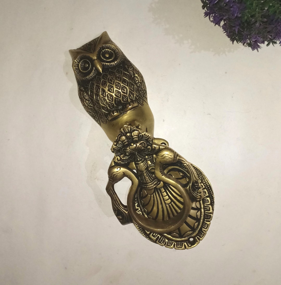 Night Owl Design Door Knocker With Yali Design | Brass Nocturnal ...