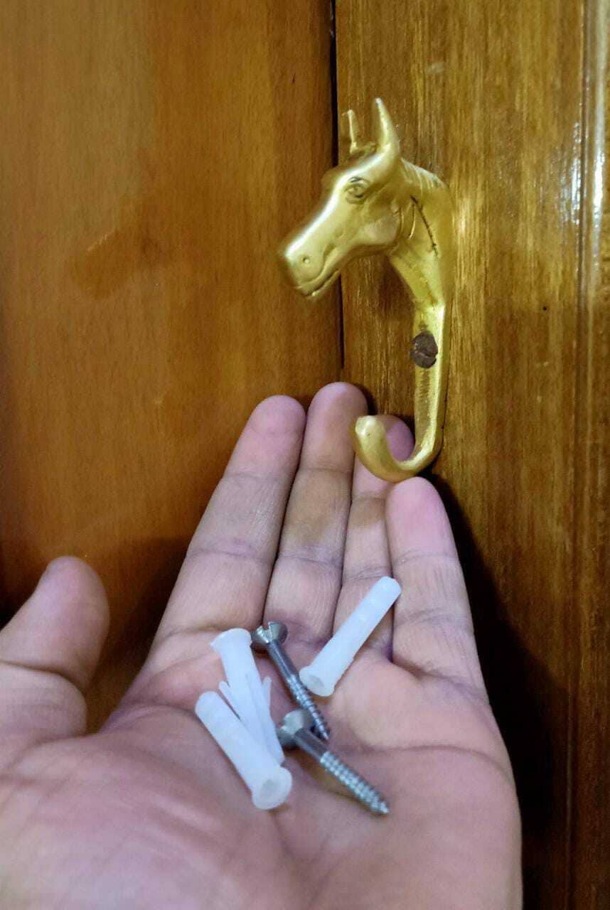 Set of 06 Pony Hooks Brass Horse Head Wall Hanging Hooks | Etsy